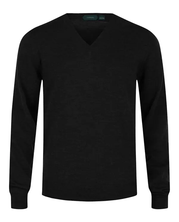SLOWEAR Zanone V Neck Wool Blend Sweater - Dark Grey