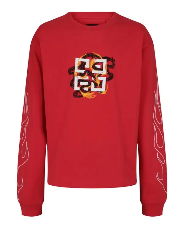 SLOWEAR Boxy Fit 4g Dragon Long Sleeve T-shirt - Red