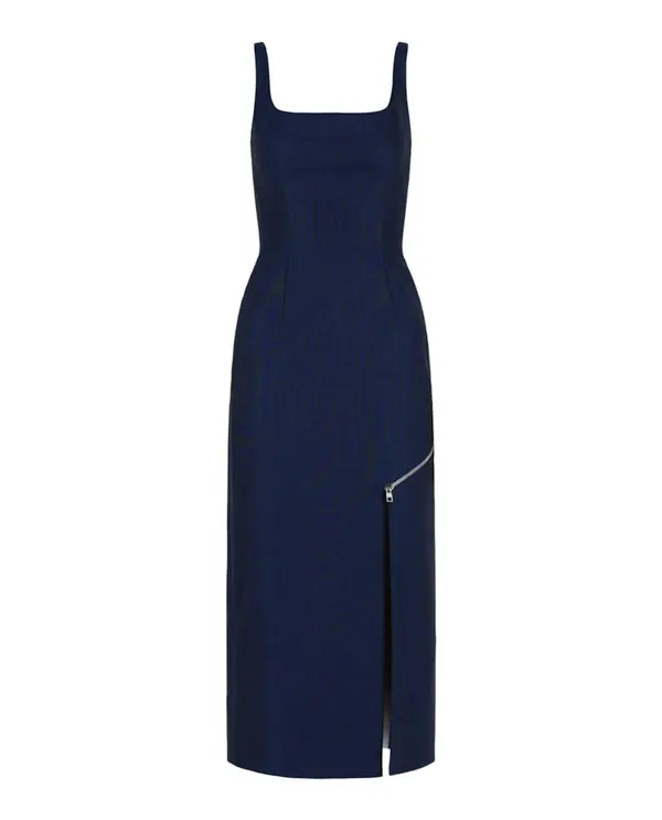Balenciaga Zip Slash Midi Dress - Black Ultramarine