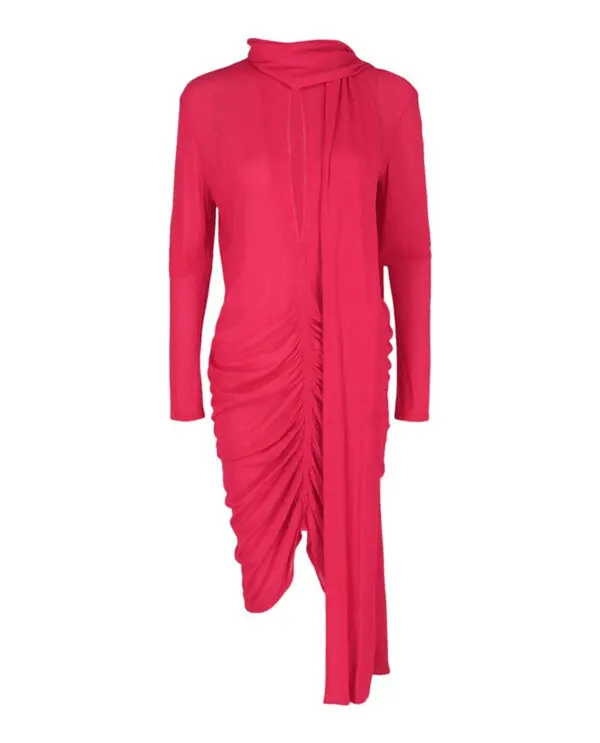 Alexander McQueen Ruched Scarf Stretchcrepe Dress - Cyclamen