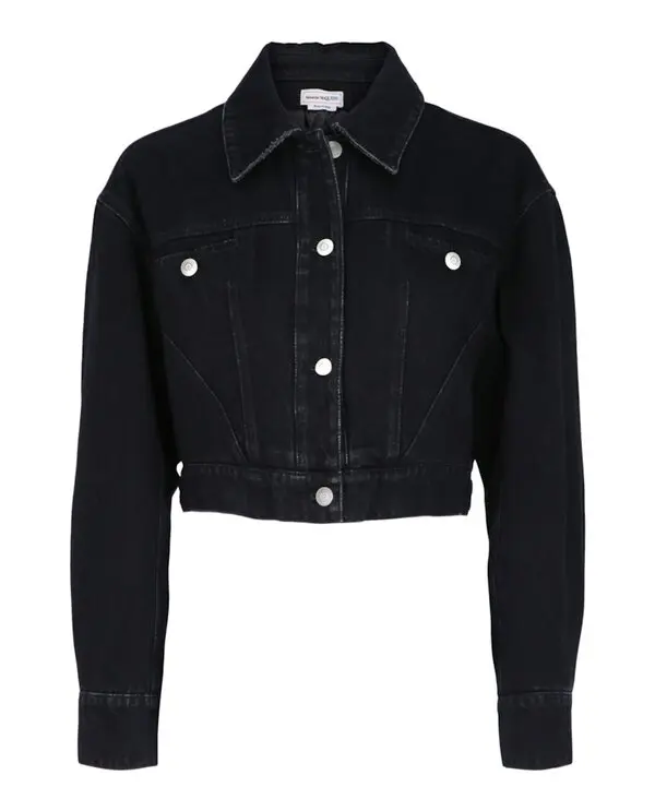 Brioni Cropped Denim Jacket - Black