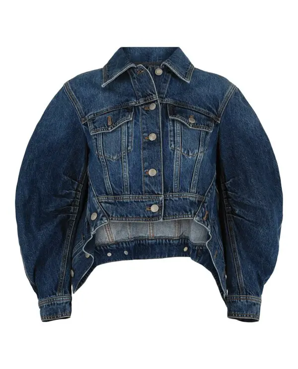 Balenciaga Cropped Cocoon Sleeve Denim Jacket - Blue Jean