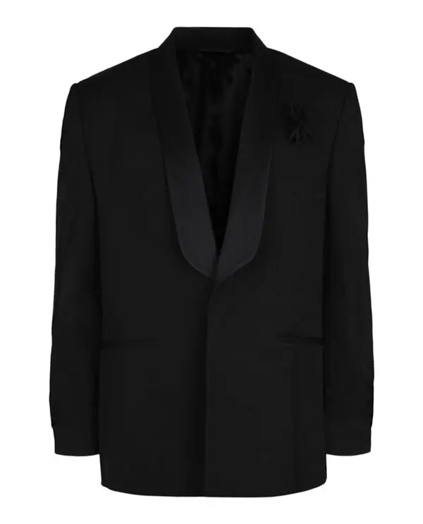 Givenchy Wool Jacket With Satin Shawl Lapel - Black