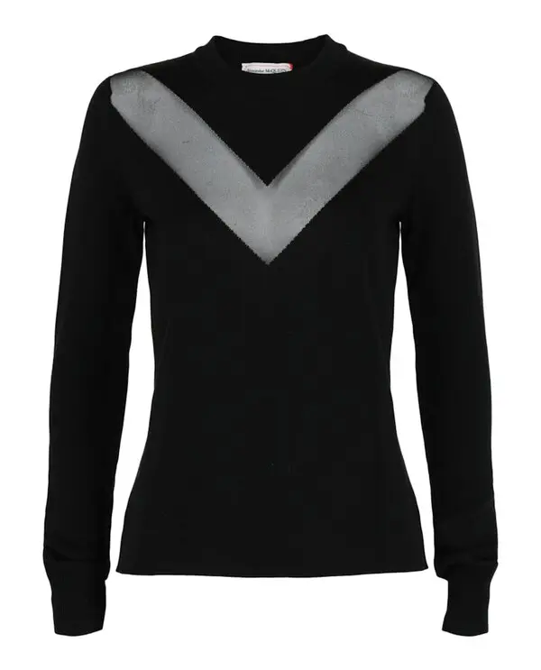 SLOWEAR Sheer-paneled Sweater - Black
