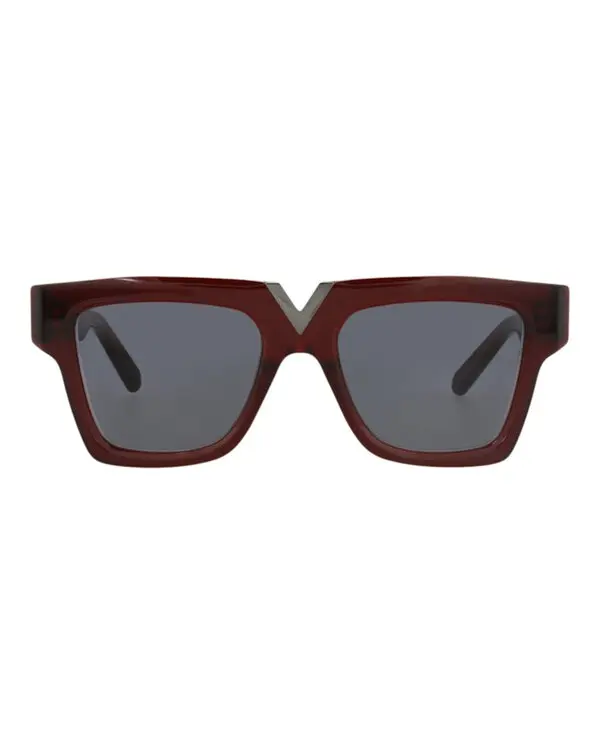 Valentino Garavani Square Frame Metal Sunglasses - Bordeaux Bordeaux Grey (vls/162c/51)