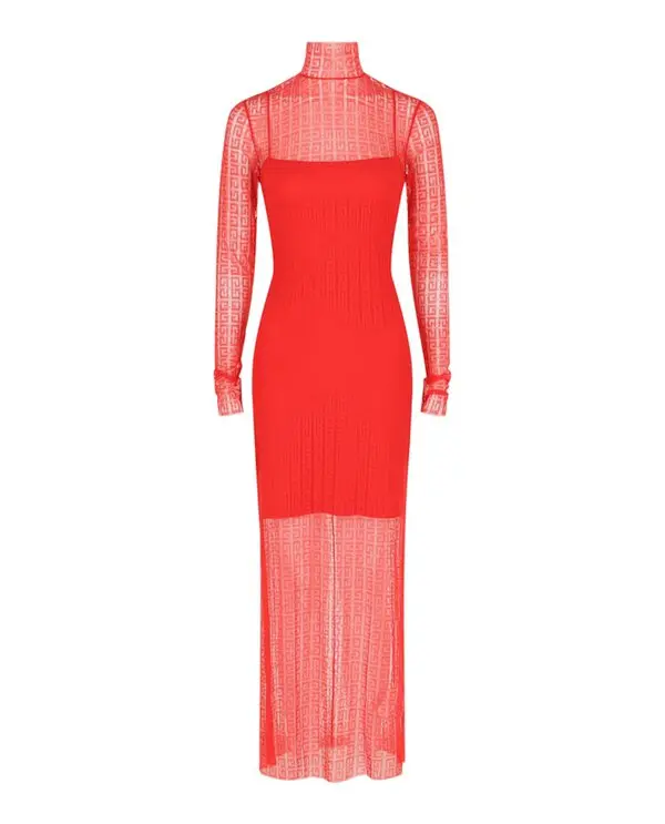 Alexander McQueen 4g Lace Maxi Dress - Vermilion