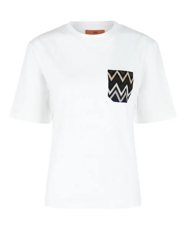 Missoni Cotton T-shirt With Zig Zag Lame Pocket