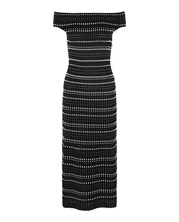Missoni Off-the-shoulder Midi Dress - Black White