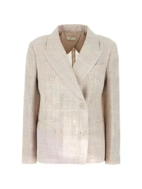 PANICALE Checked Button Fastening Blazer - Neutrals