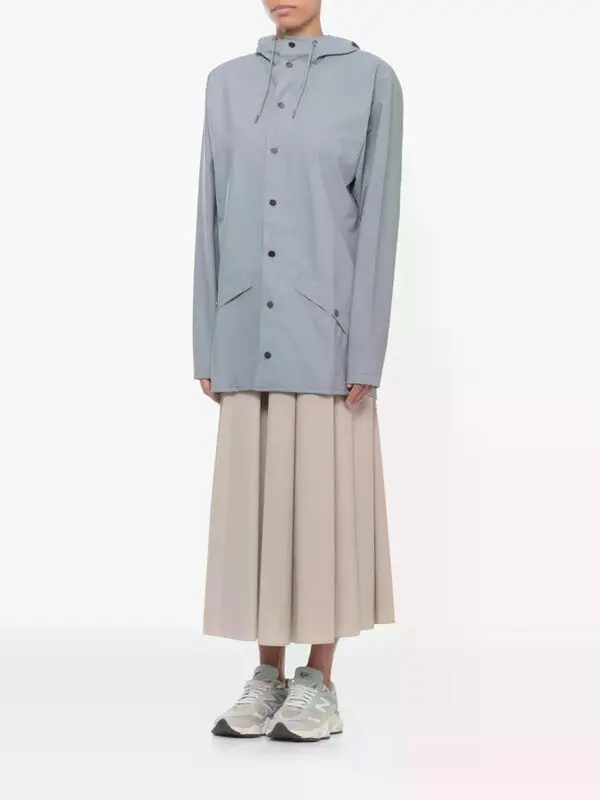 Rains Buttoned Hoodie Coat - Blue