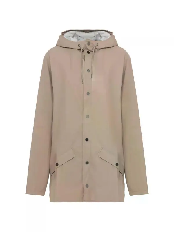 Rains Buttoned Hoodie Coat - Neutrals