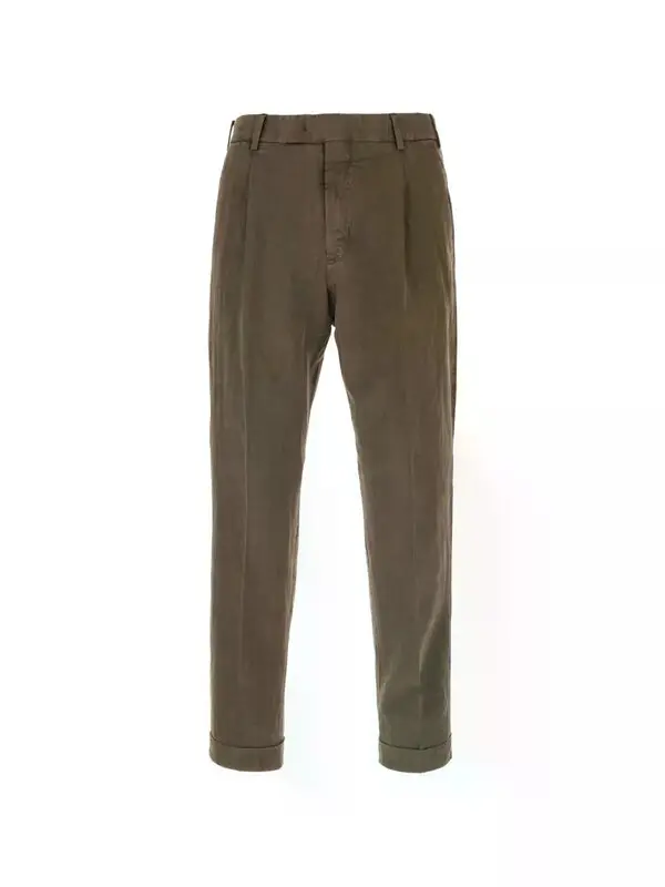 PT TORINO Button Herringbone Trousers - Brown