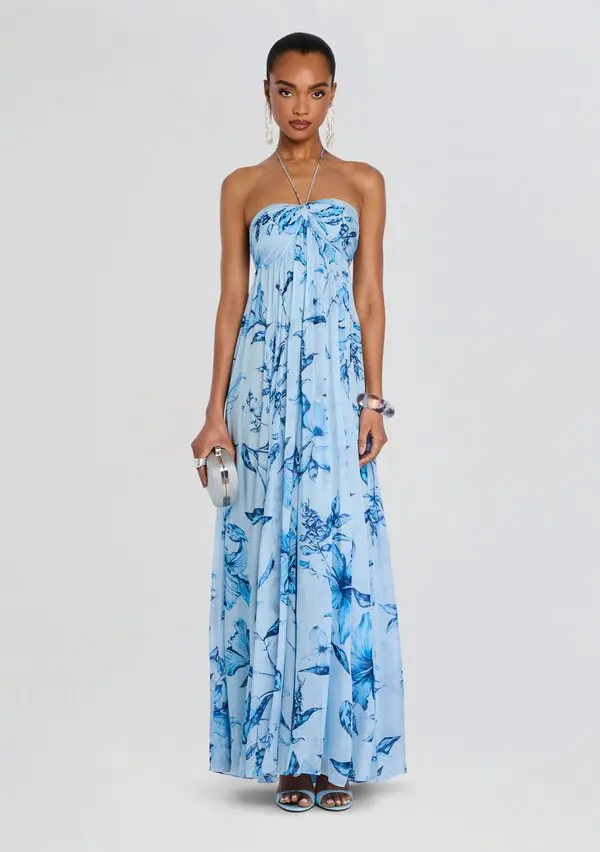 Rococo Sand Milo Strapless Flared Dress - Blue