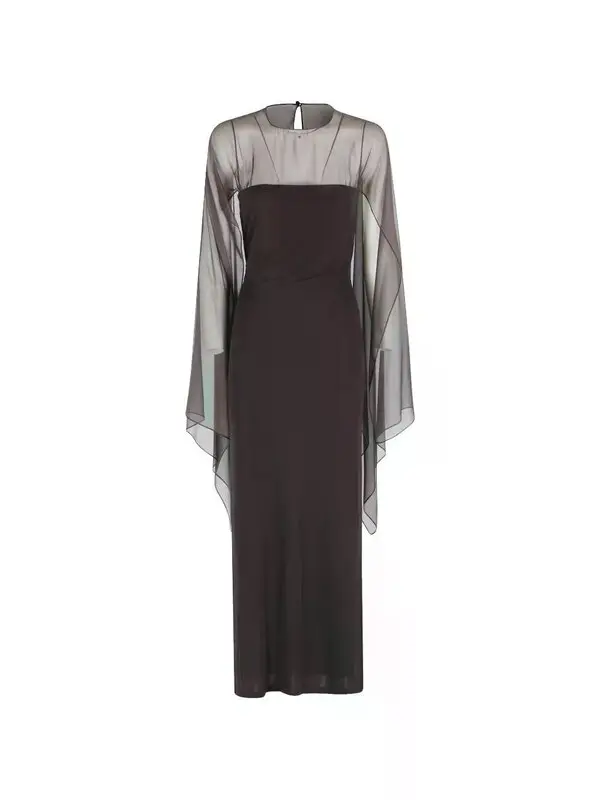 Alberta Ferretti Overlay Maxi Dress - Brown