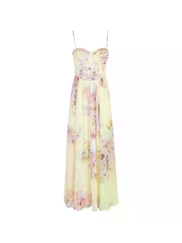 Hemant & Nandita Kysha Floral Midi Dress - Yellow