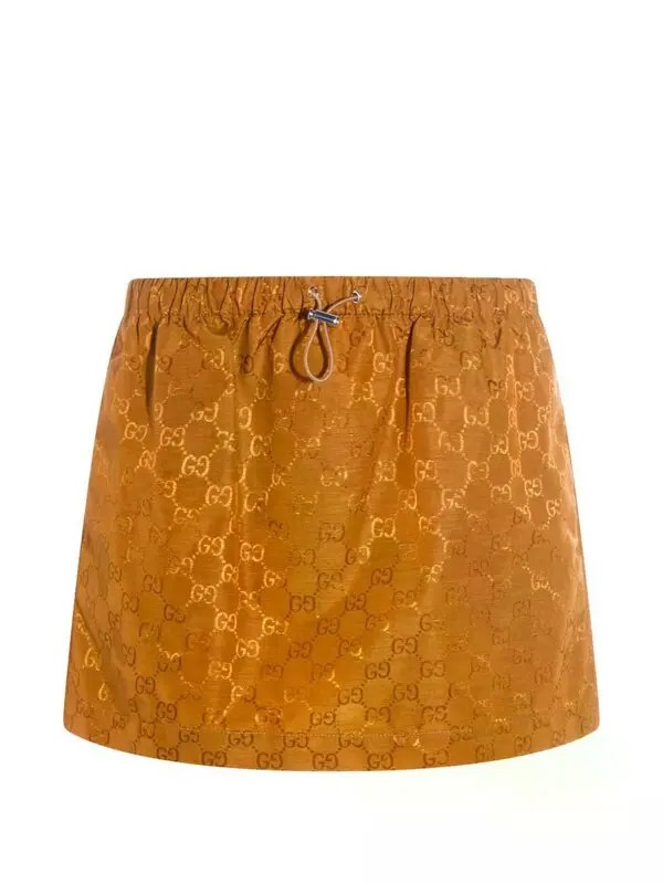 Gucci Drawstring Monogram Mini Skirt - Brown