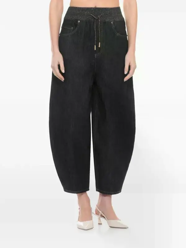 PANICALE Drawstring Gathered Jeans