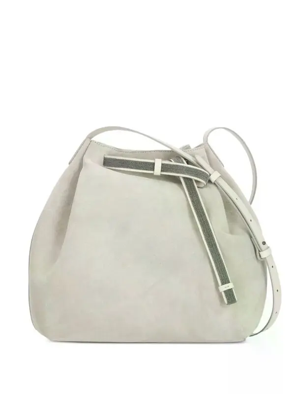 PANICALE Leather Bucket Bag With Drawstring Strap