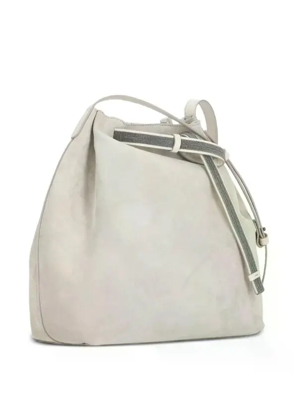 PANICALE Leather Bucket Bag With Drawstring Strap