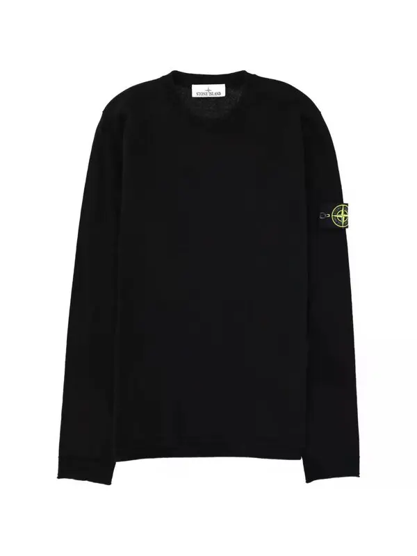 Stone Island Crew Neck Sweater With Patch - Black