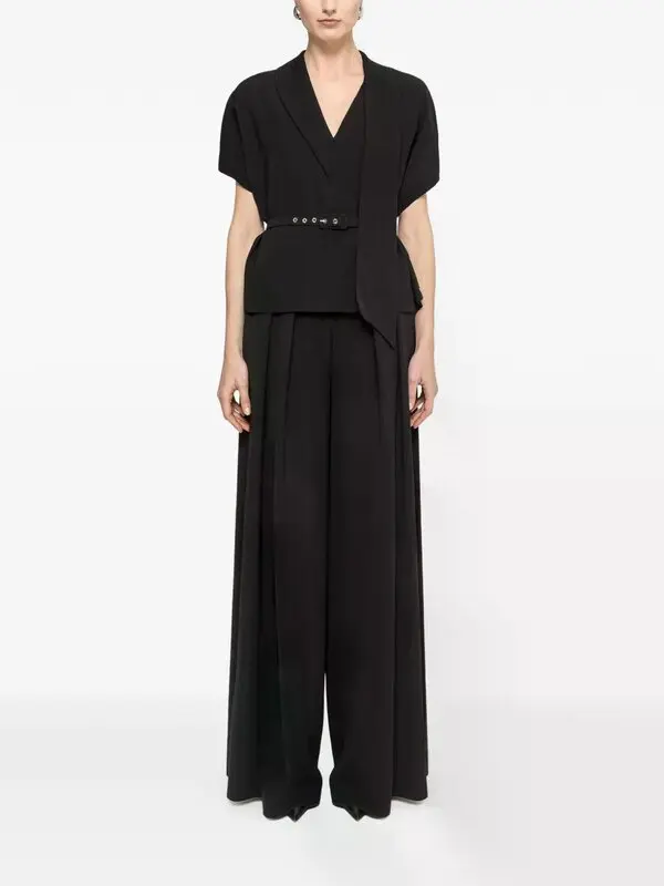 NISSA Belted V-neck Top