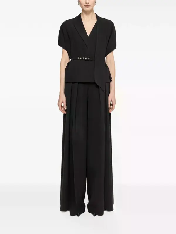 NISSA Belted V-neck Top
