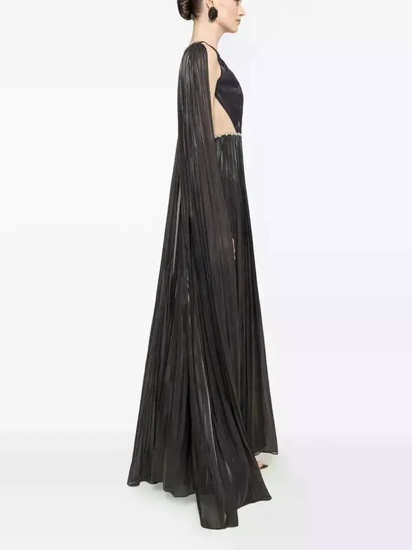 NISSA Crystal-embellished Chiffon Maxi Dress - Black