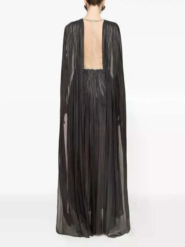 NISSA Crystal-embellished Chiffon Maxi Dress - Black