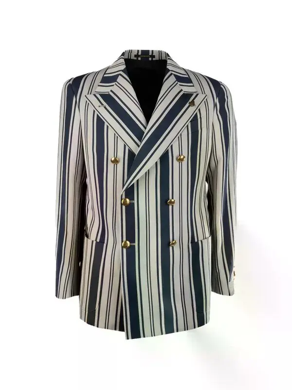 GABRIELE PASINI Striped Double-breasted Jacket - Blue