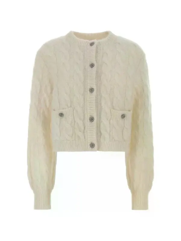 Alessandra Rich Cable-knit Cardigan - White