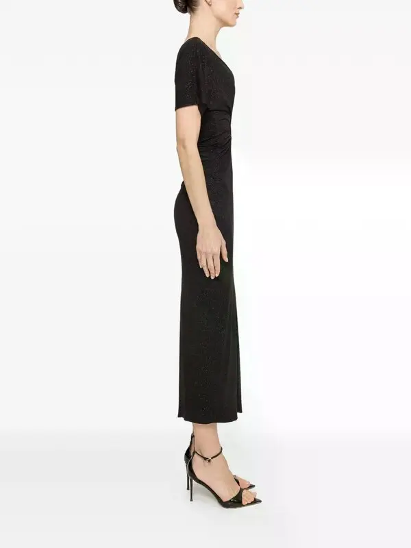 NISSA Glitter Embellished Maxi Dress - Black