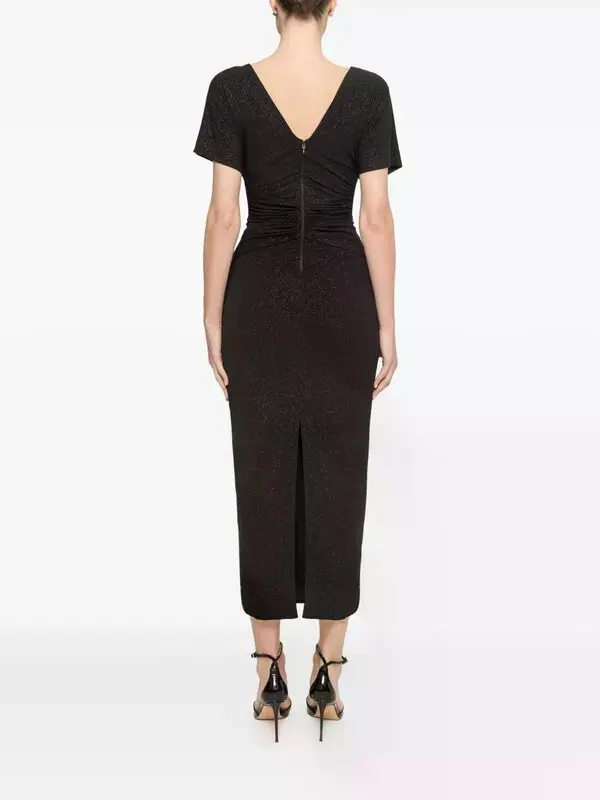 NISSA Glitter Embellished Maxi Dress - Black