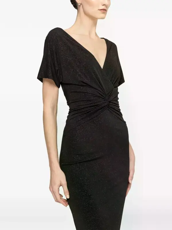 NISSA Glitter Embellished Maxi Dress - Black