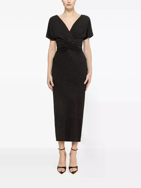 NISSA Glitter Embellished Maxi Dress - Black