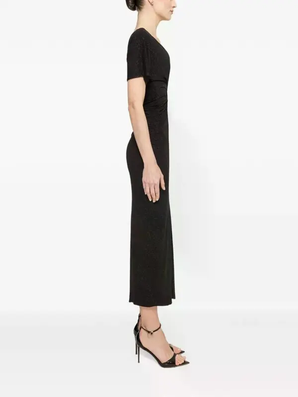 NISSA Glitter Embellished Maxi Dress - Black