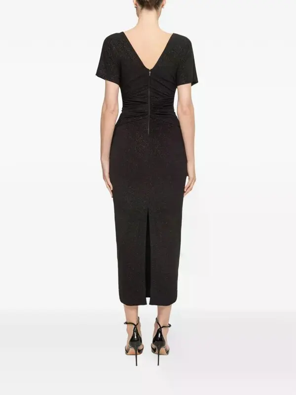 NISSA Glitter Embellished Maxi Dress - Black