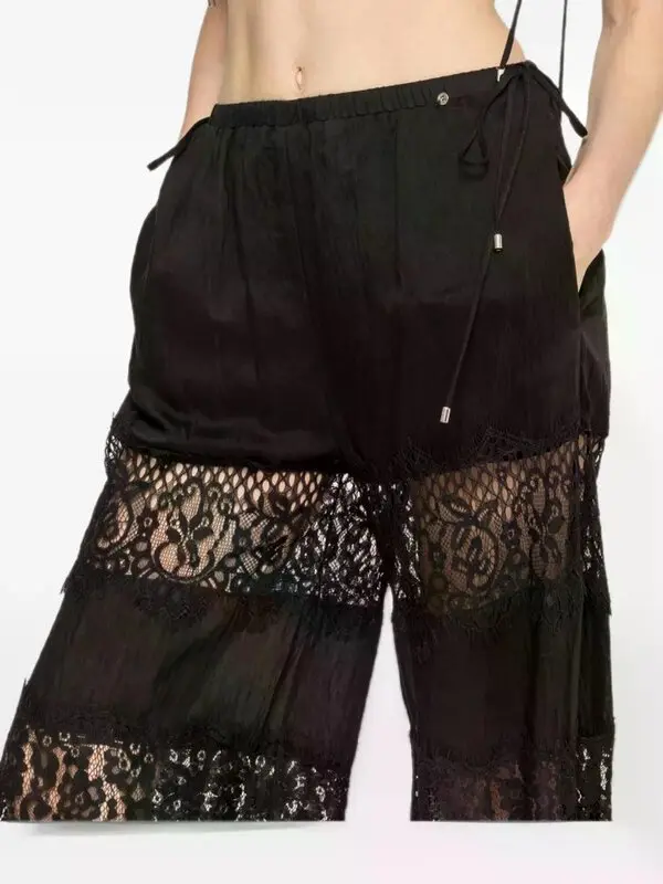 NISSA Lace Insert Trousers - Black