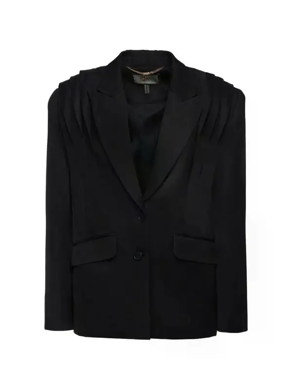 NISSA Oversized Pleated Blazer - Black
