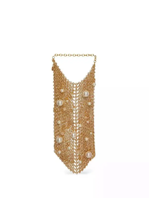 SILVIA GNECCHI Pearl-embellished Mesh Shoulder Bag