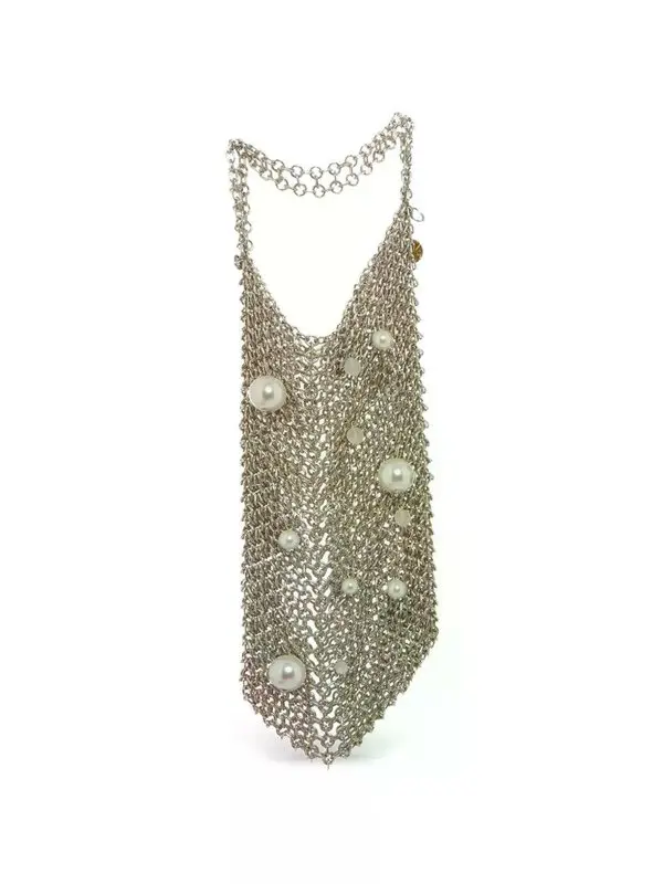 SILVIA GNECCHI Pearl-embellished Mesh Shoulder Bag
