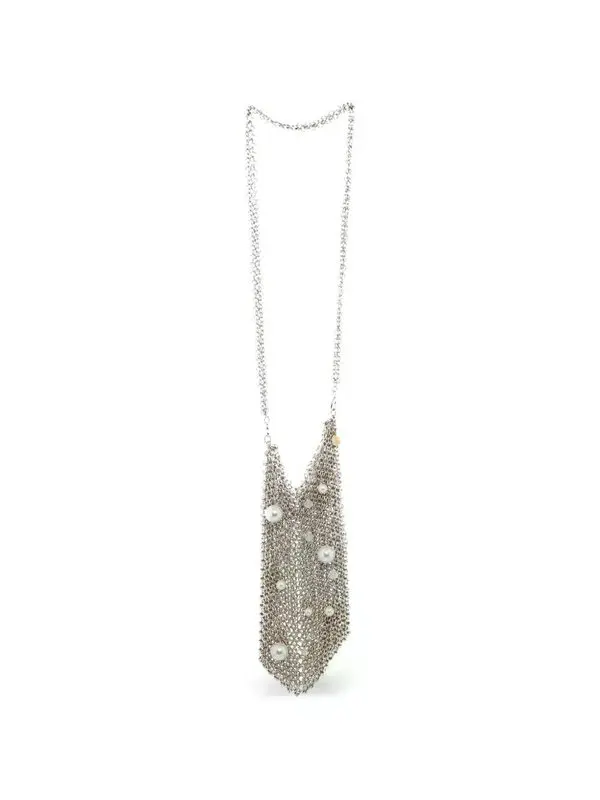 SILVIA GNECCHI Pearl-embellished Mesh Shoulder Bag