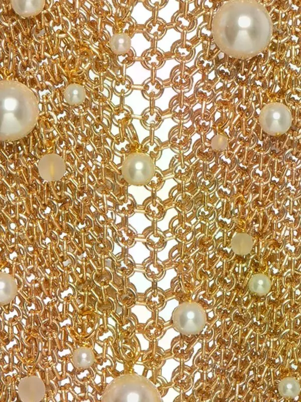 SILVIA GNECCHI Pearl-embellished Mesh Shoulder Bag
