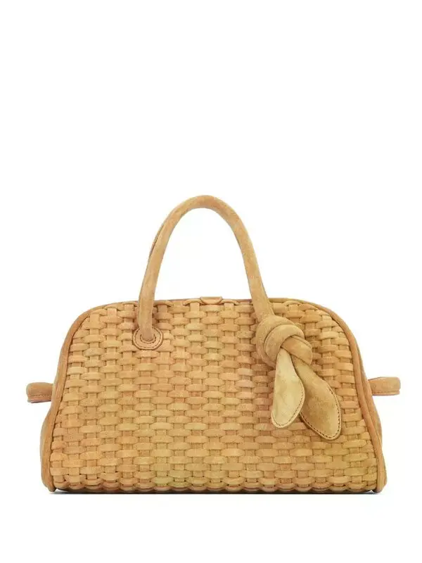 Jacquemus Woven Tote Bag With Knot Detail - Neutrals