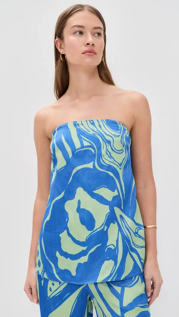 DIARRABLU Anais Strapless Abstract Print Top