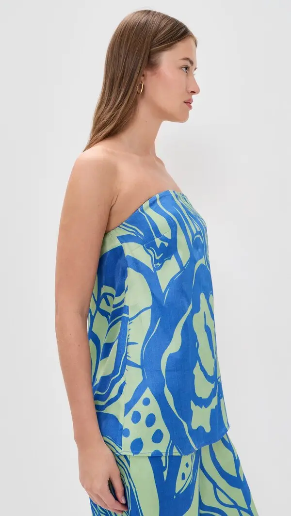 DIARRABLU Anais Strapless Abstract Print Top