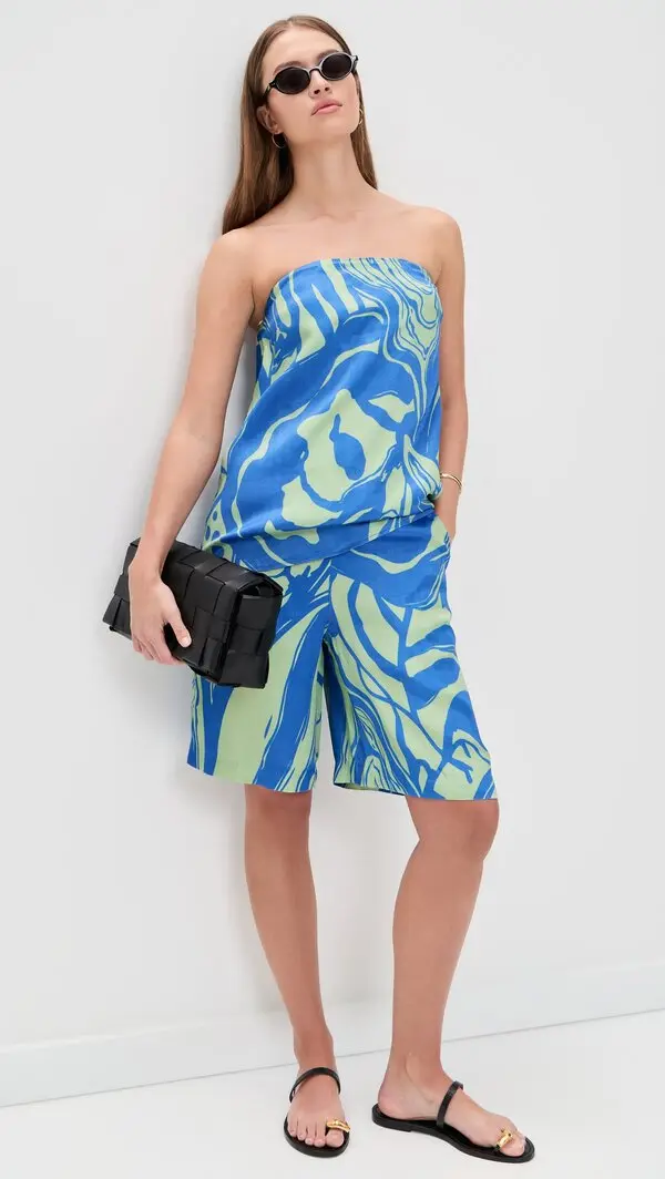 DIARRABLU Anais Strapless Abstract Print Top