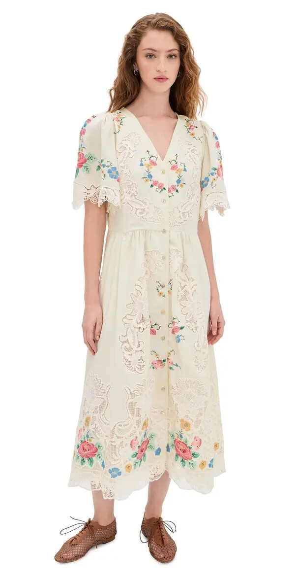 Sea Astrid Embroidery Midi Dress - Multi