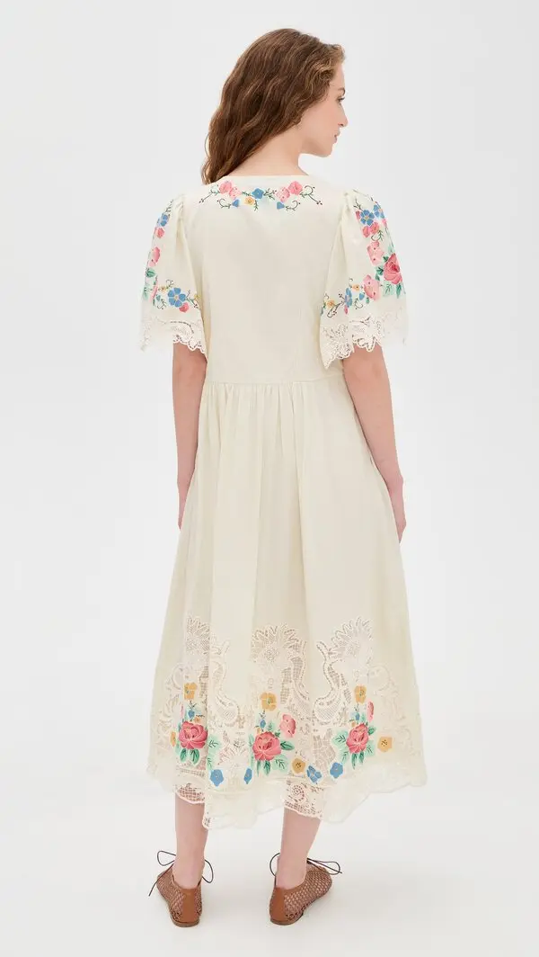Sea Astrid Embroidery Midi Dress
