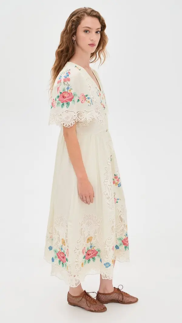 Sea Astrid Embroidery Midi Dress