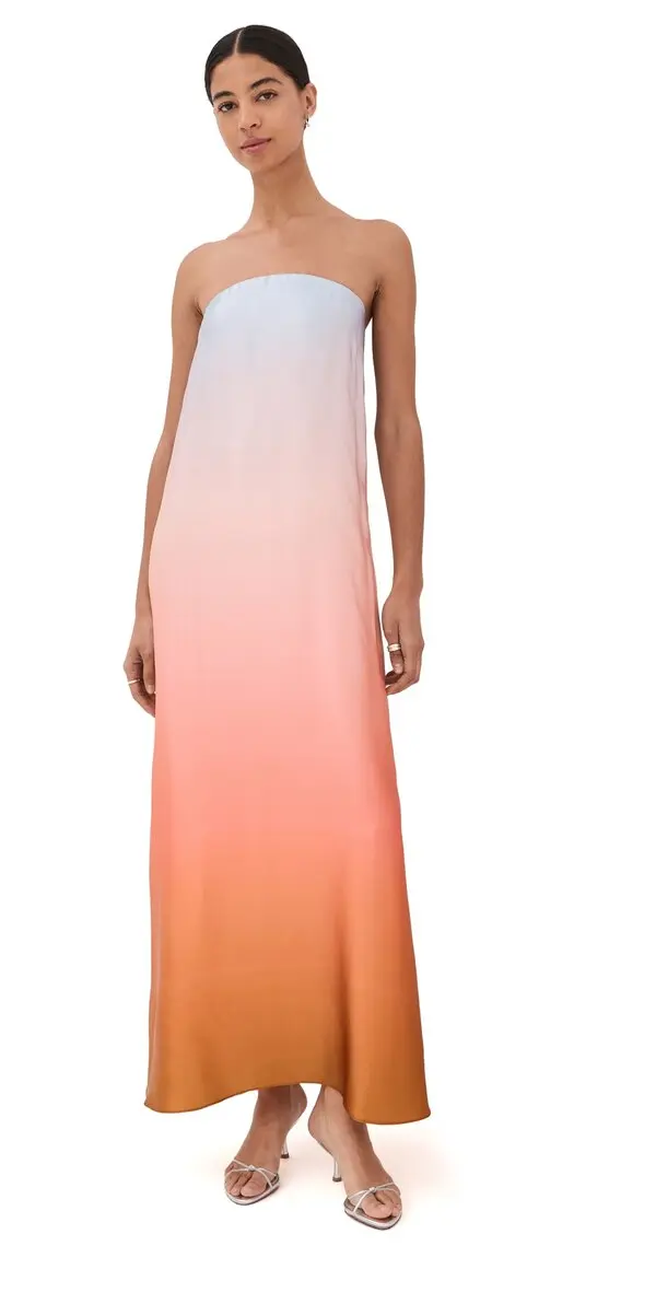 Sablyn Arden Strapless Silk Ombre Maxi Dress - Melon